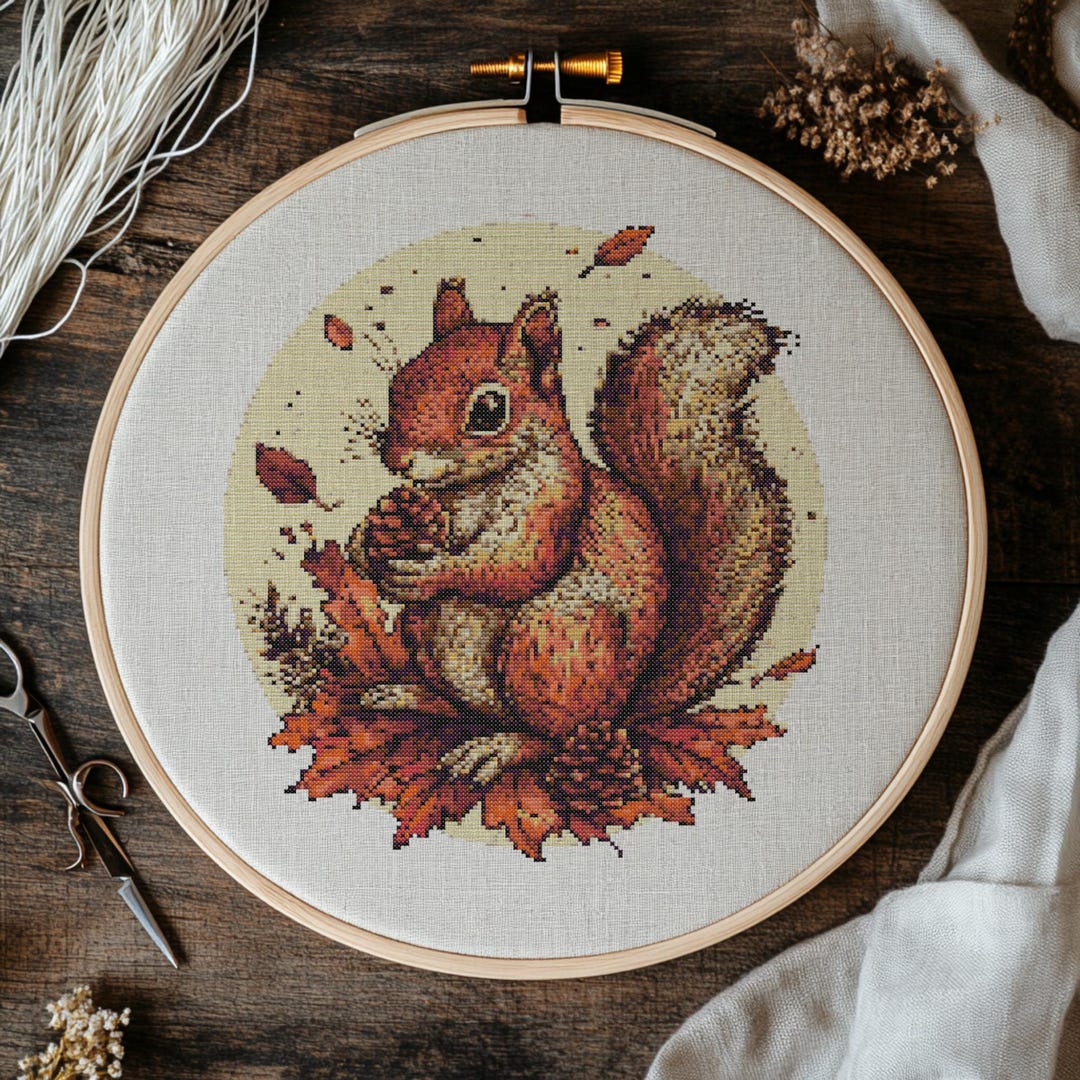 Squirrel V3 Cross Stitch Pattern, Squirrel Cross Stitch PDF, Cross ...