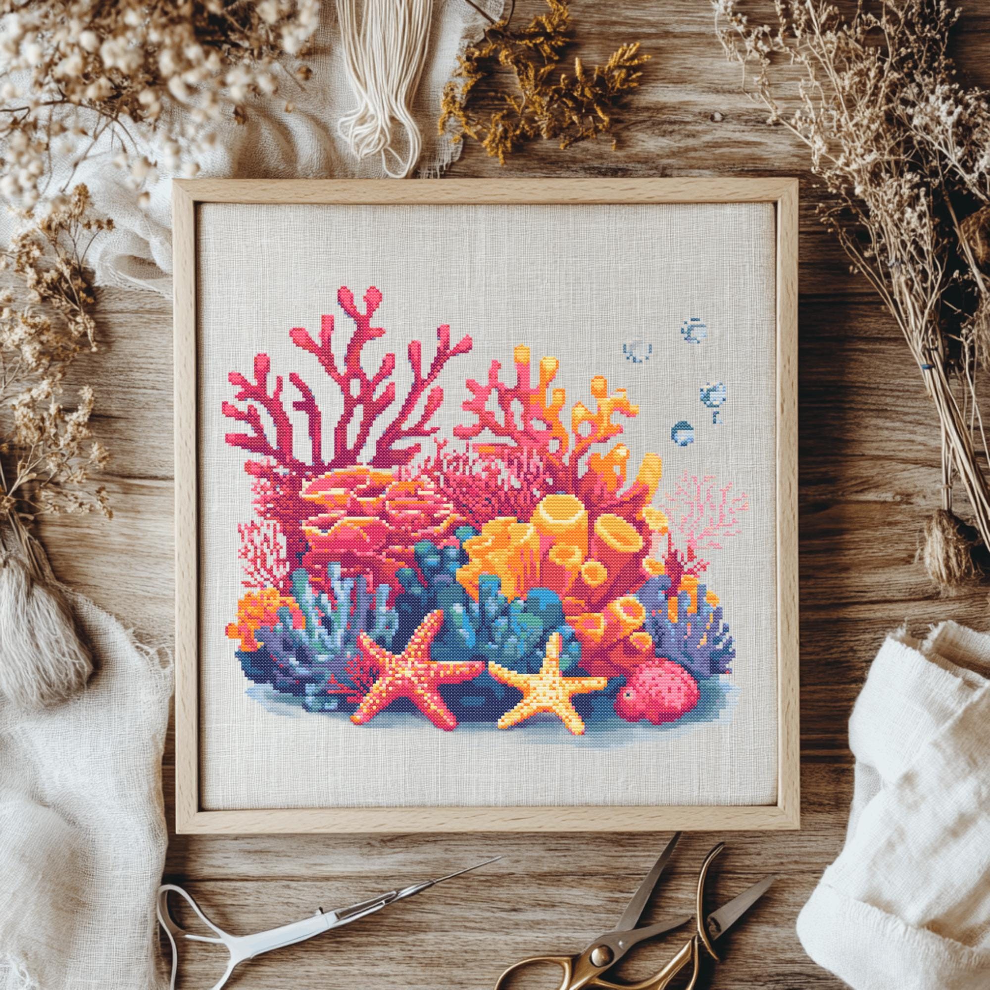 Ocean Coral Reef Cross Stitch Pattern, Under the Water Embroidery (PDF ...