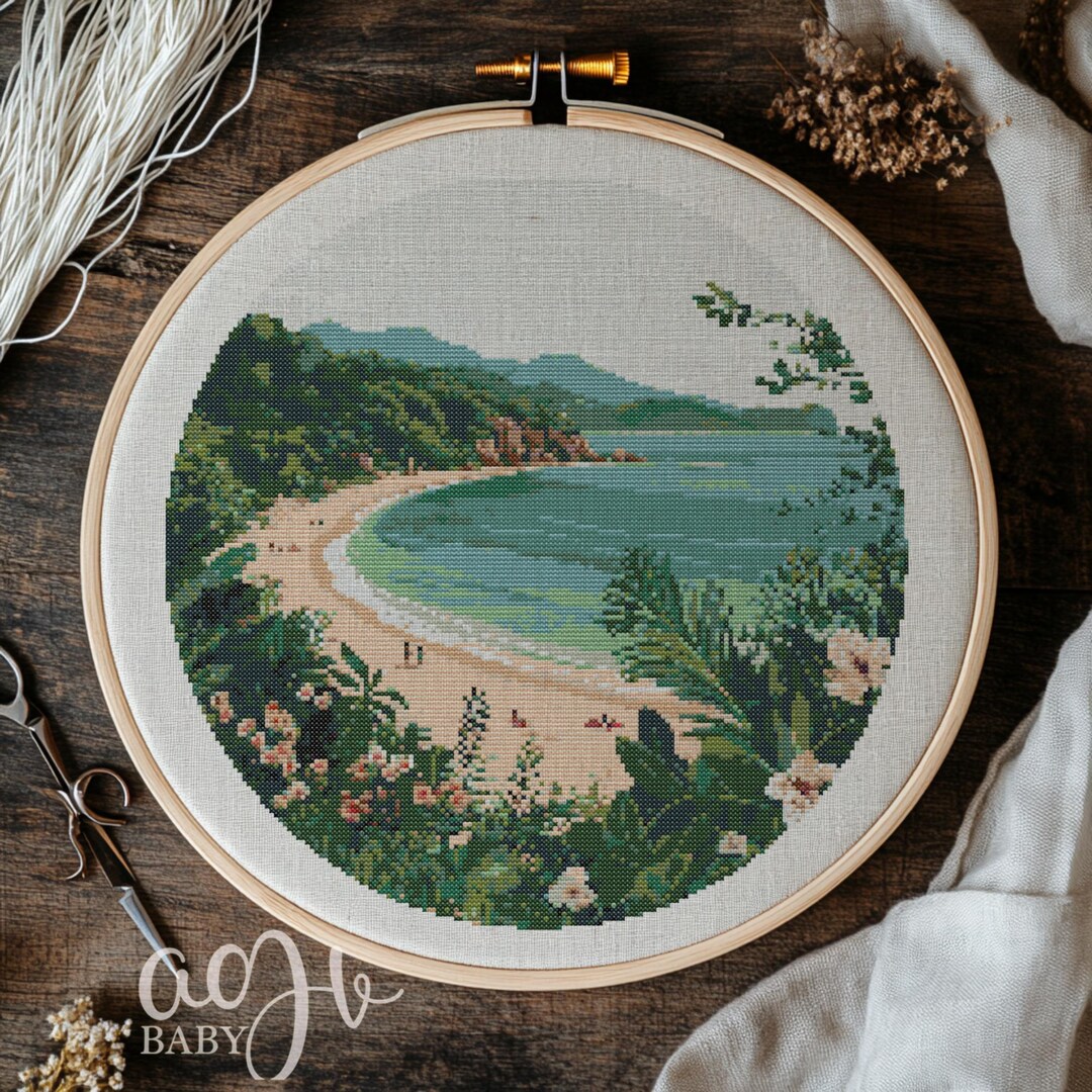 Coastal Beach Cross Stitch Pattern, Ocean Cross Stitch PDF, Cross ...