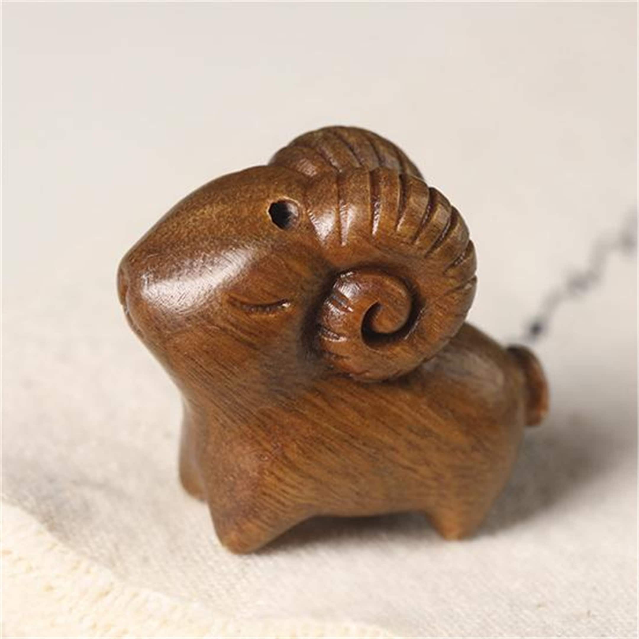 Wood Carving Sheep, Handmade Cute Wooden Sheep, Handmade Wooden Animal ...