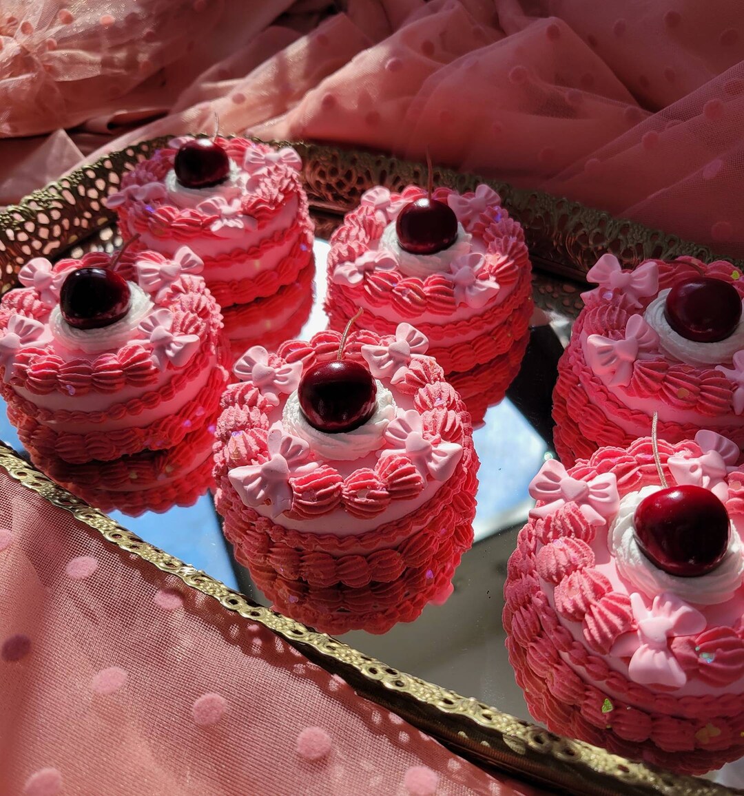 Fake Cake - Magnetic Tins - Light Pink Bows - Etsy