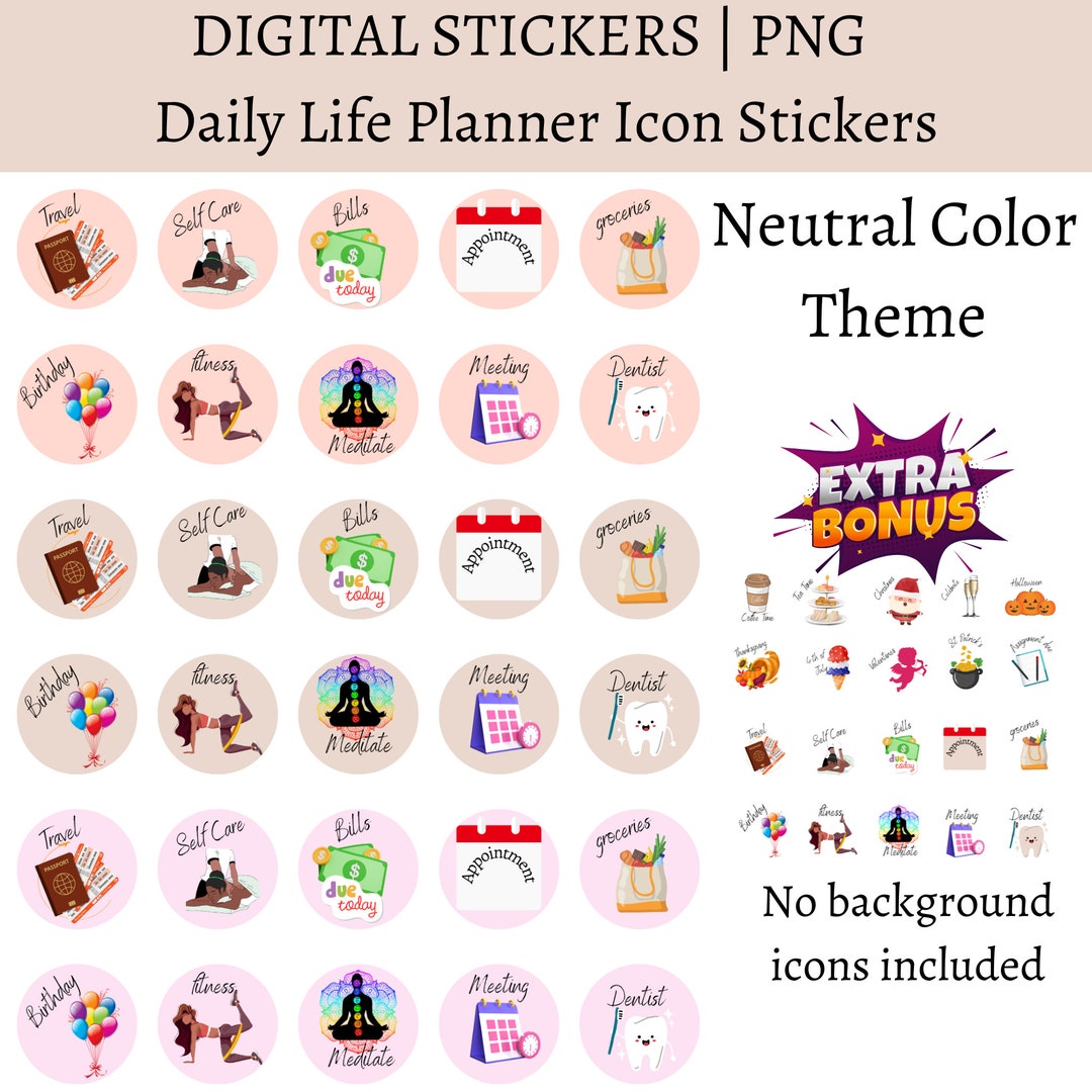 Digital Stickers Digital Planner Icon Stickers Instant - Etsy