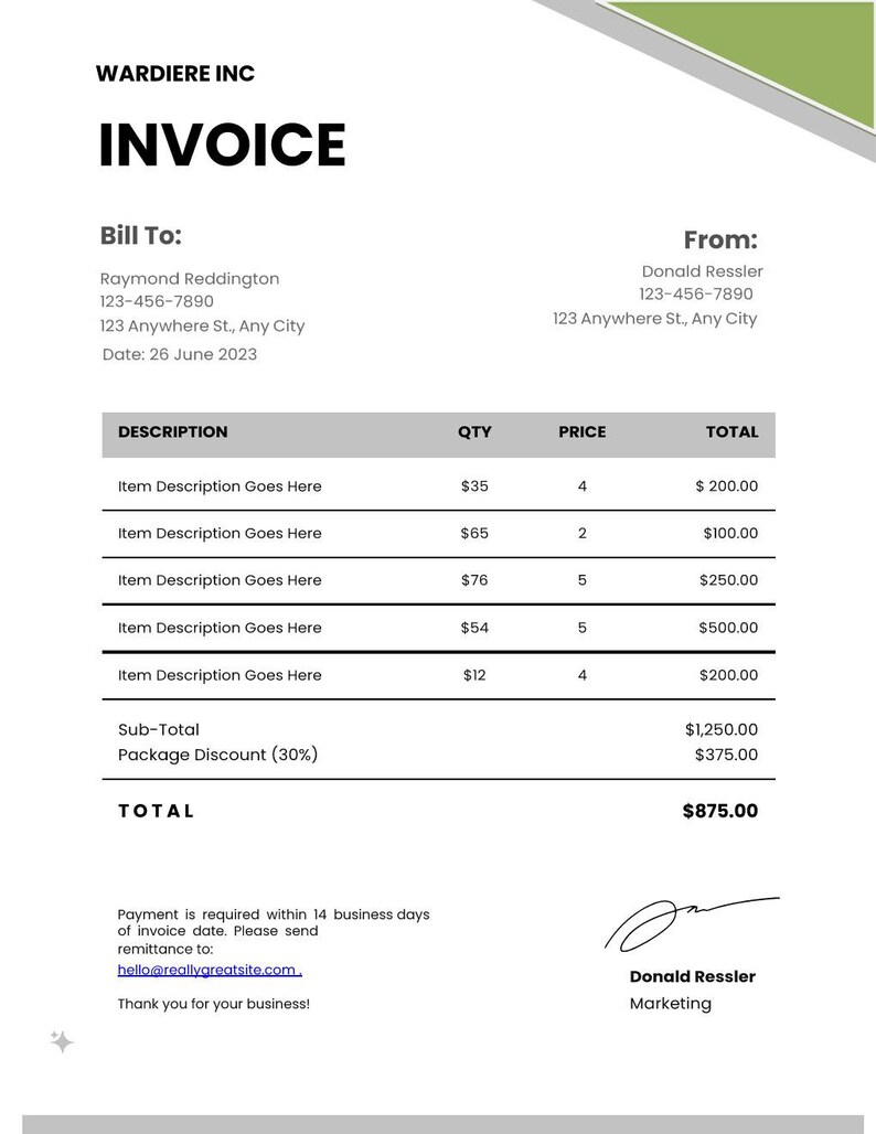 Professional Invoice Template, Printable Invoice Template, Invoice ...