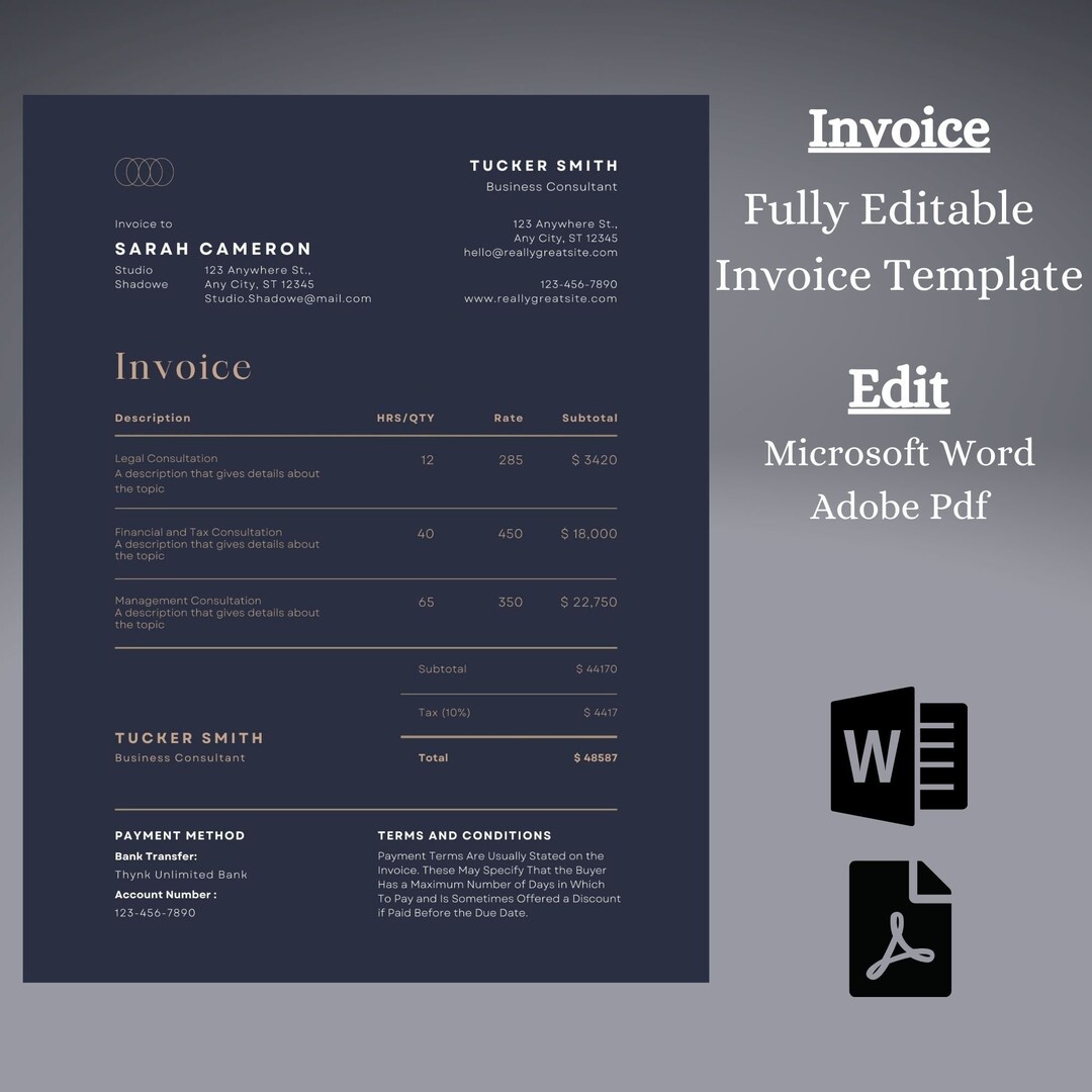 Invoice Template Modern Formal, Printable Invoice Template, Invoice ...