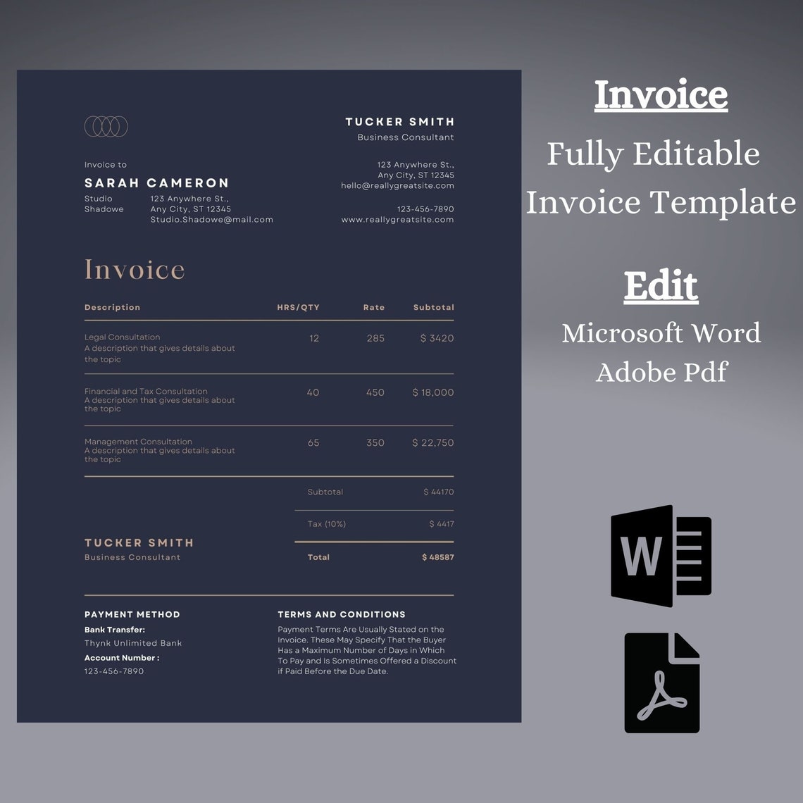 Invoice Template Modern Formal, Printable Invoice Template, Invoice ...
