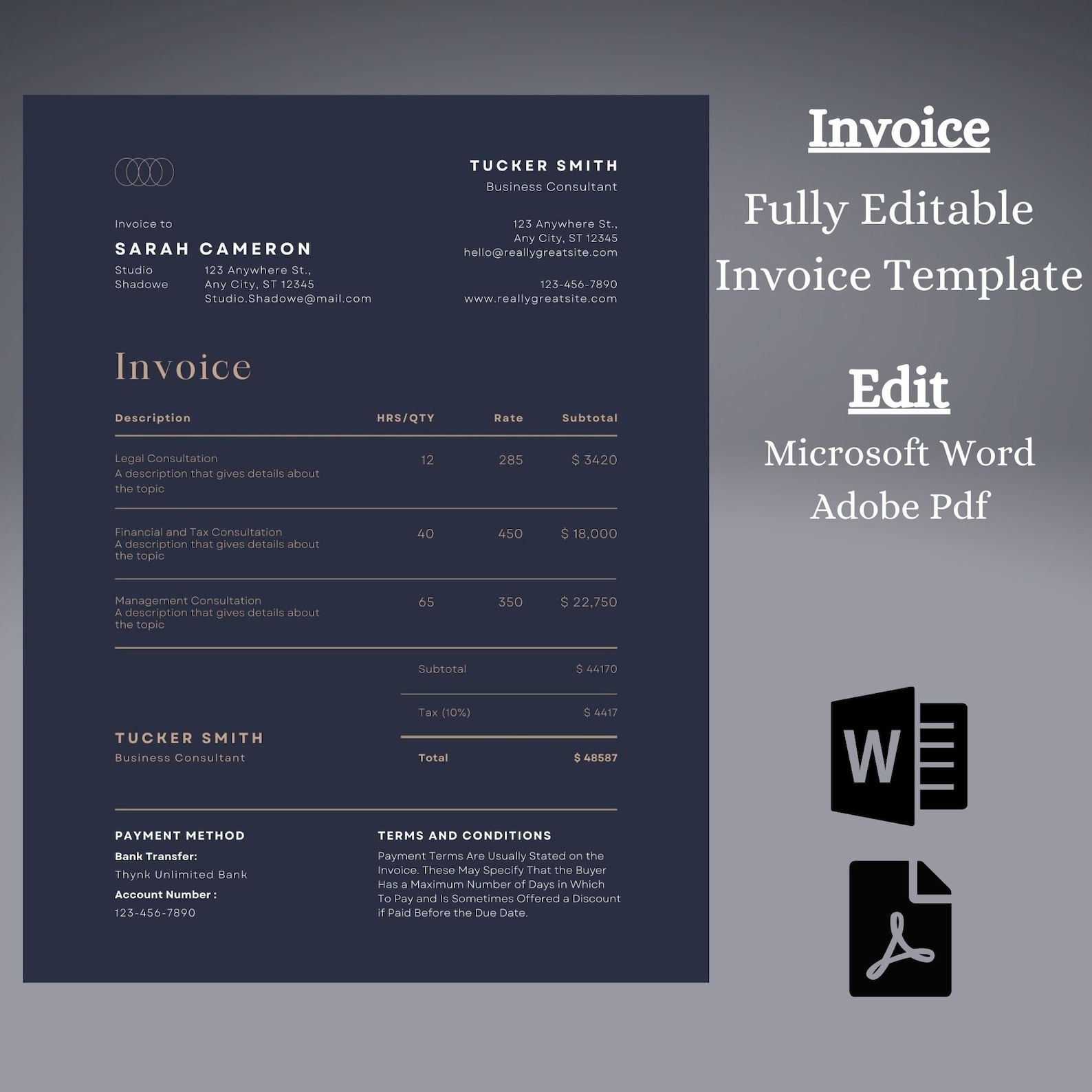 Invoice Template Modern Formal, Printable Invoice Template, Invoice ...