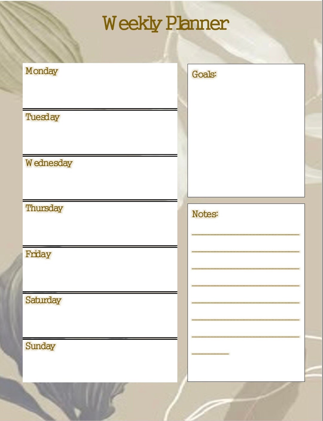 Weekly Planner to Do List. Printable, Digital Download - Etsy