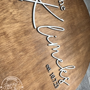 Last Name Wooden Sign Personalized Round Wood Sign , Rustic Last Name ...