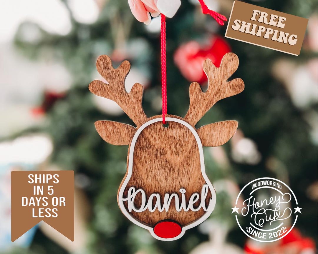 Custom Reindeer Boy and Girl Personalized Christmas Ornaments With ...