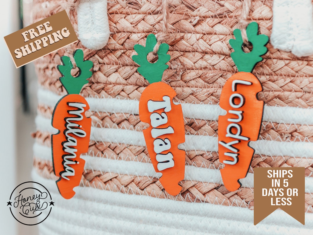 Easter Basket Name Tag, Personalized Carrot Name Tags Kids, Easter ...