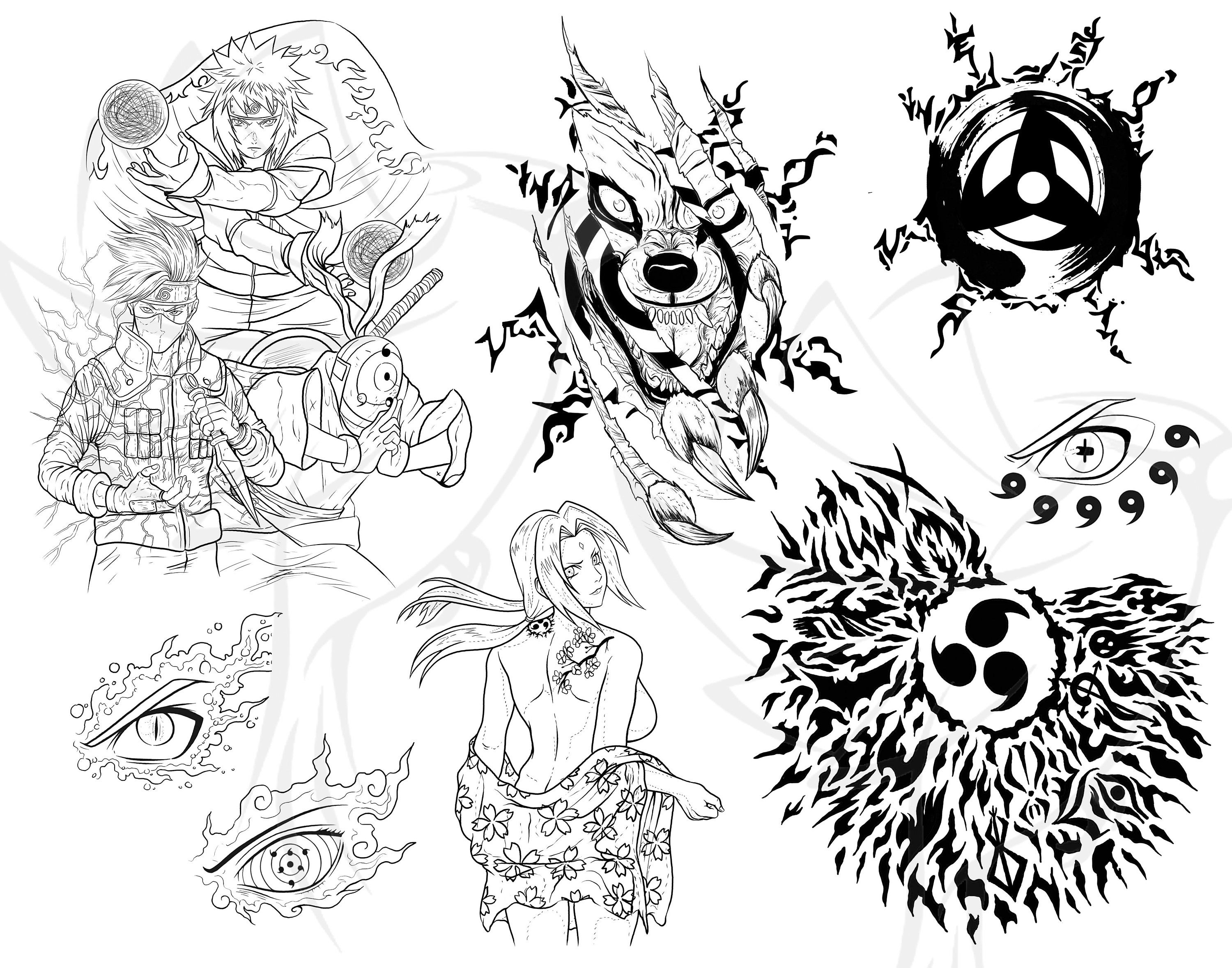 Anime tattoo outlines - Dmhtattoos.com