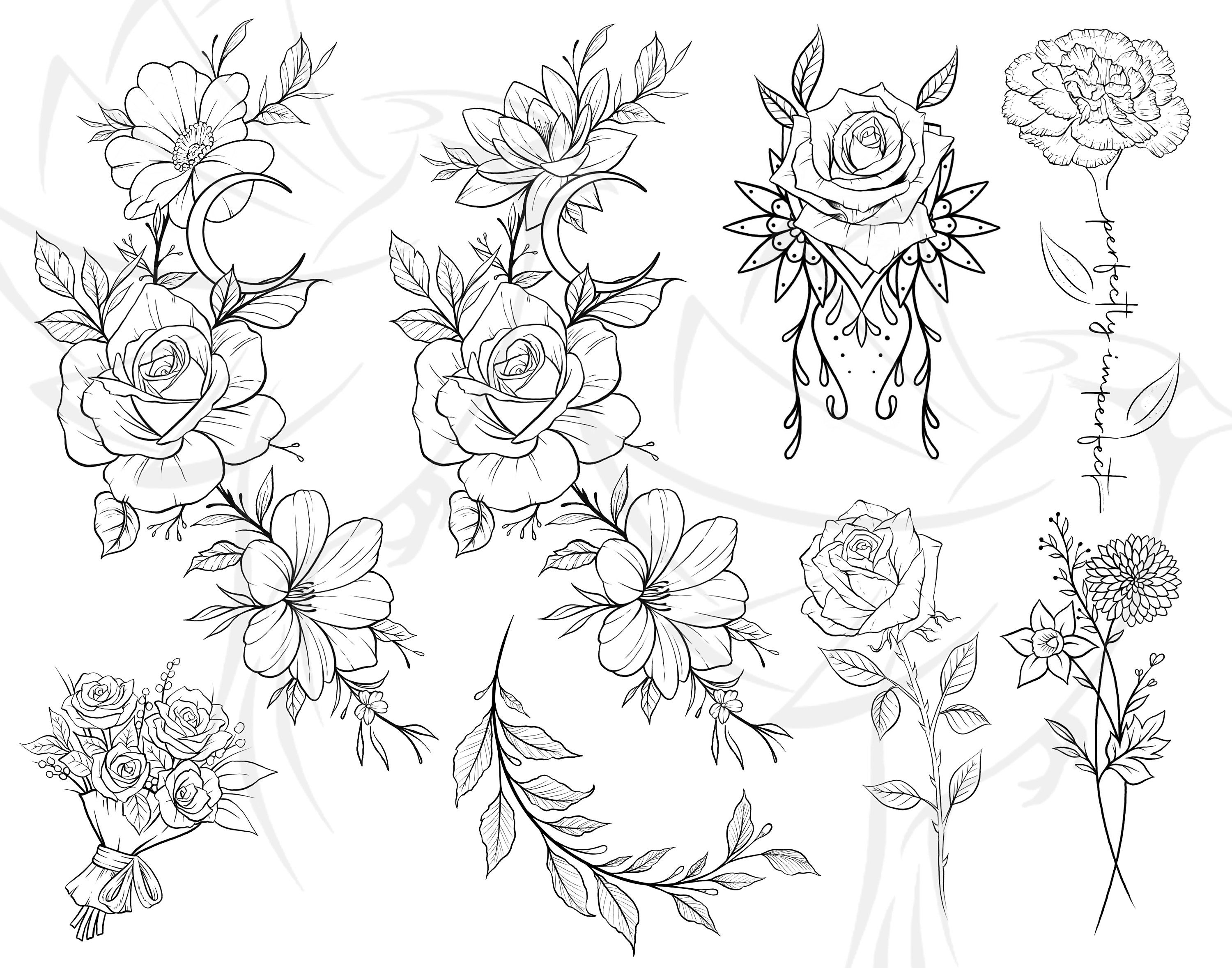Instant Download of a Digital File of Floral Tattoo Flash - Etsy