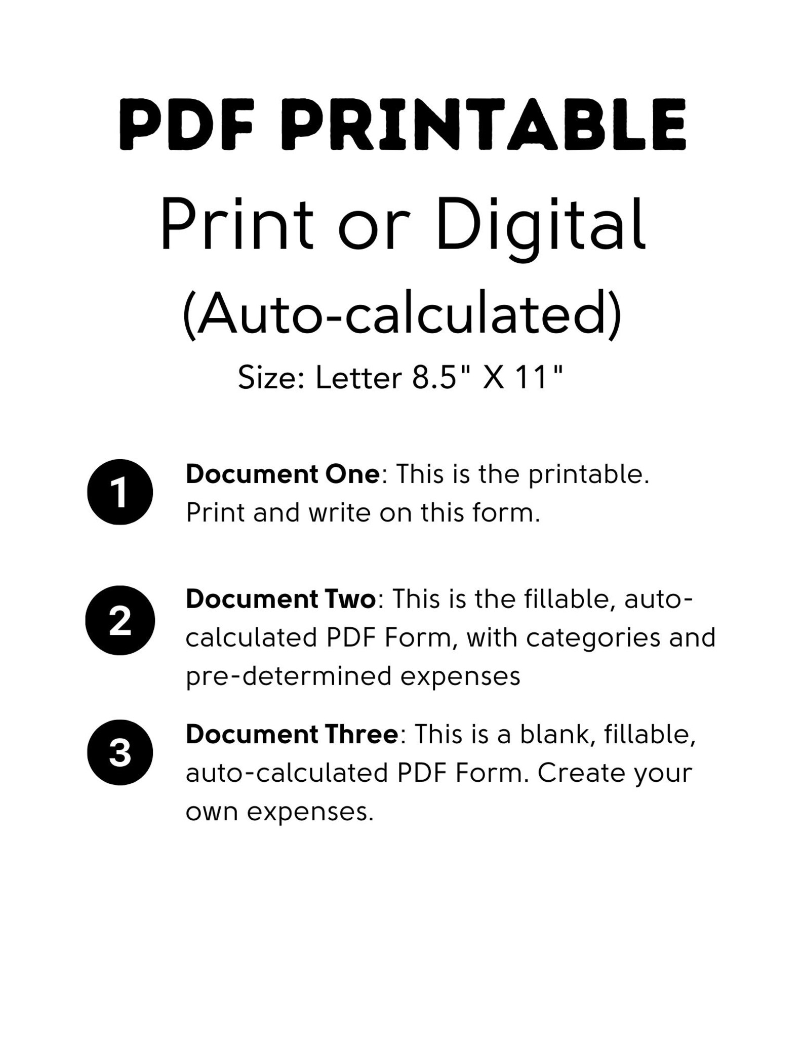 Monthly Budget PDF (printable and Digital, With Auto-calculation ...