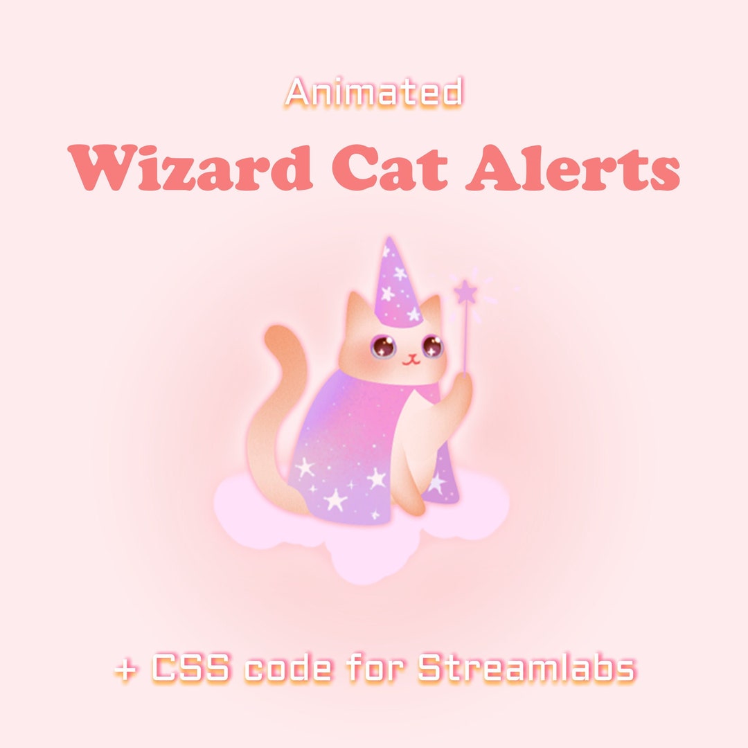 ANIMATED Wizard Cat Alerts | PINK | Twitch, Youtube, Streamlabs ...