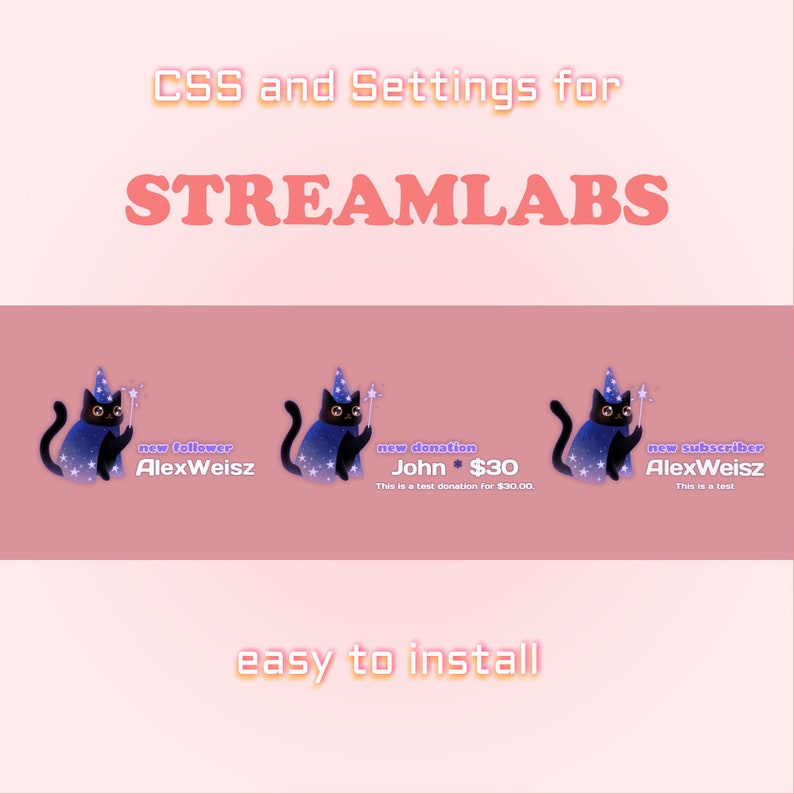 ANIMATED Alerts | Black Cat Wizard | Twitch, Youtube, Kick, Streamlabs ...