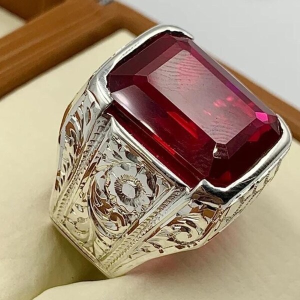 Ruby Men Ring - Etsy