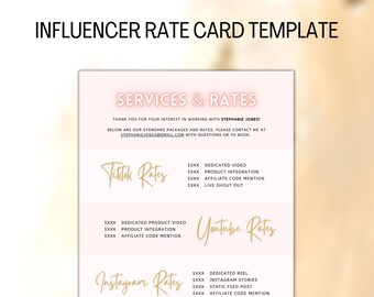 Influencer Rate Card Template - Etsy