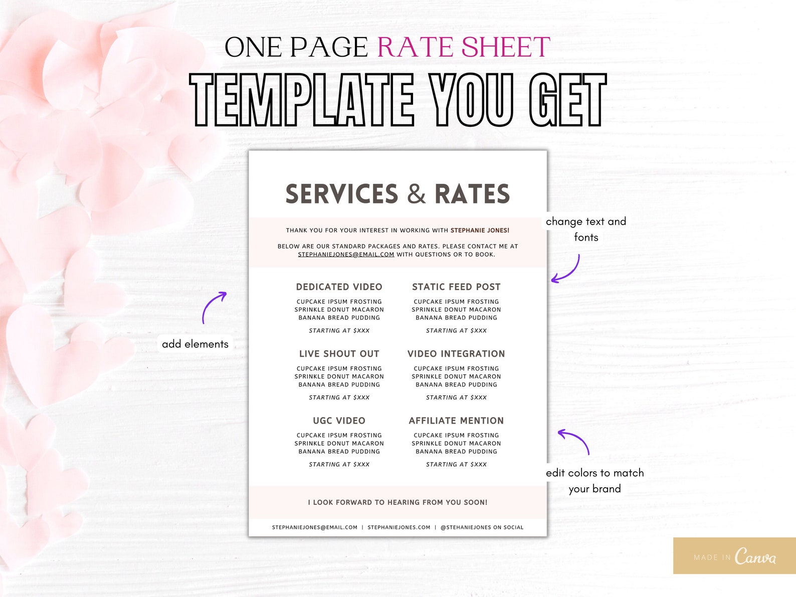 Influencer Rate Card Template Tiktok Rate Sheet Instagram Etsy
