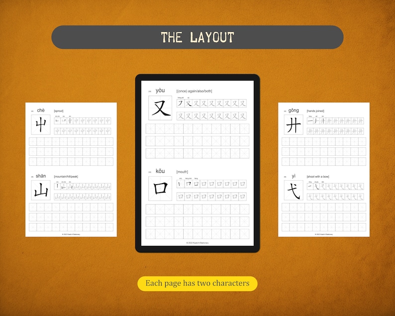 Printable 214 Basic Chinese Radicals Writing Worksheet Digital - Etsy