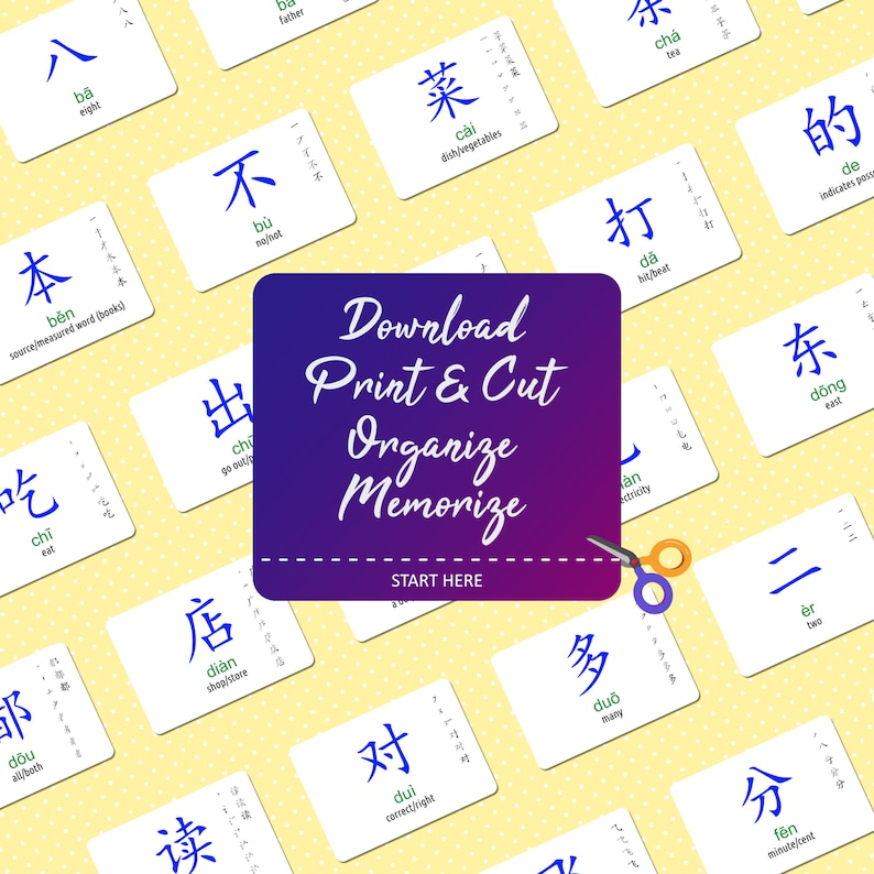 Printable | HSK 1 Flashcards (173 Chinese Characters) Vocabulary List ...