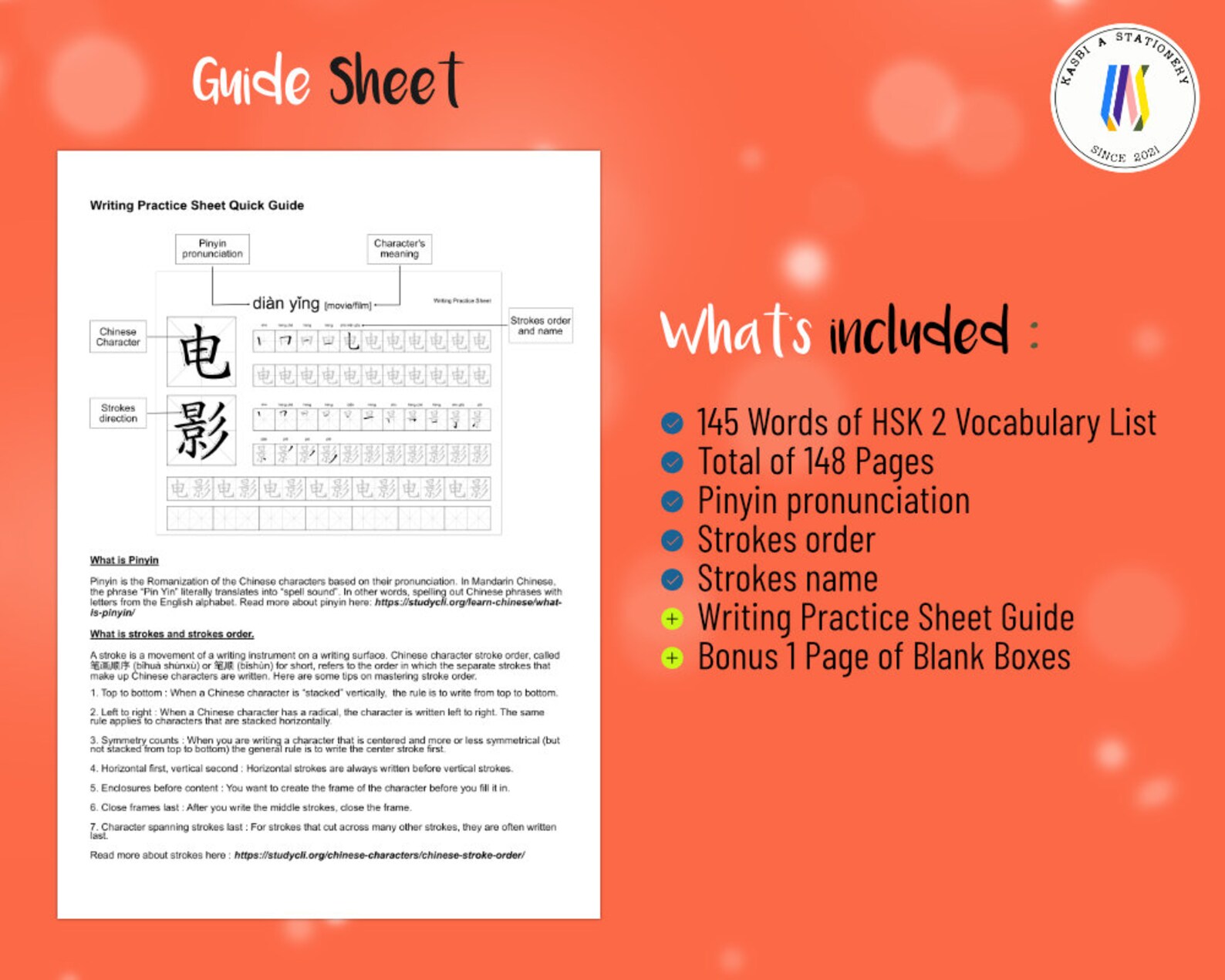 Printable Chinese Writing Practice Sheet HSK 2 Vocabulary List - Etsy UK