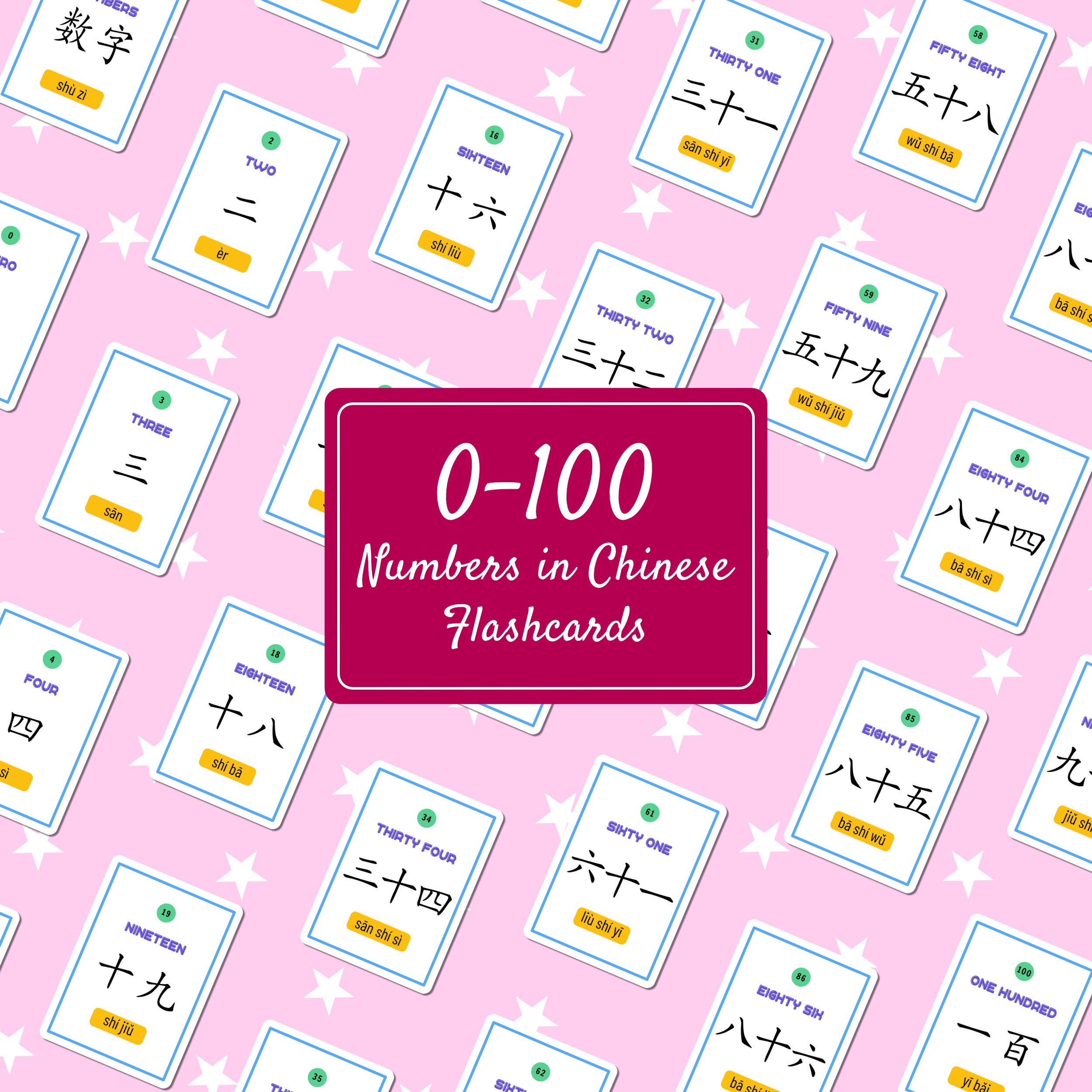 Printable Numbers in Chinese Flashcards | Count From 0 to 100 ...
