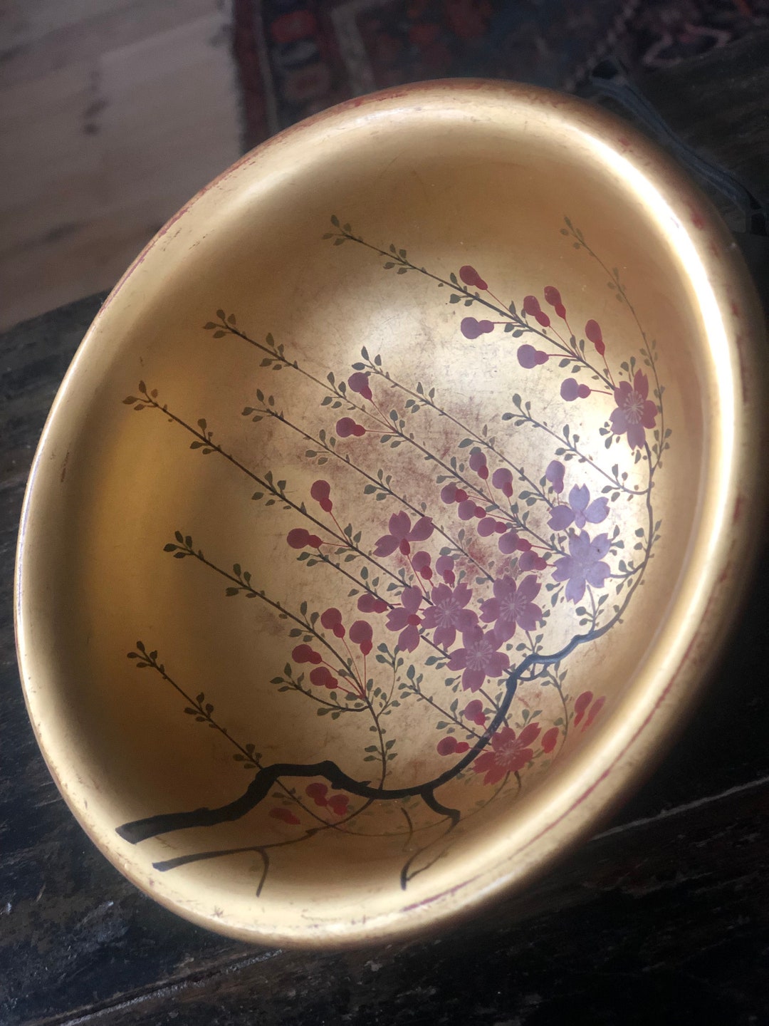 Urushi Ware Bowl Floral Decor - Etsy