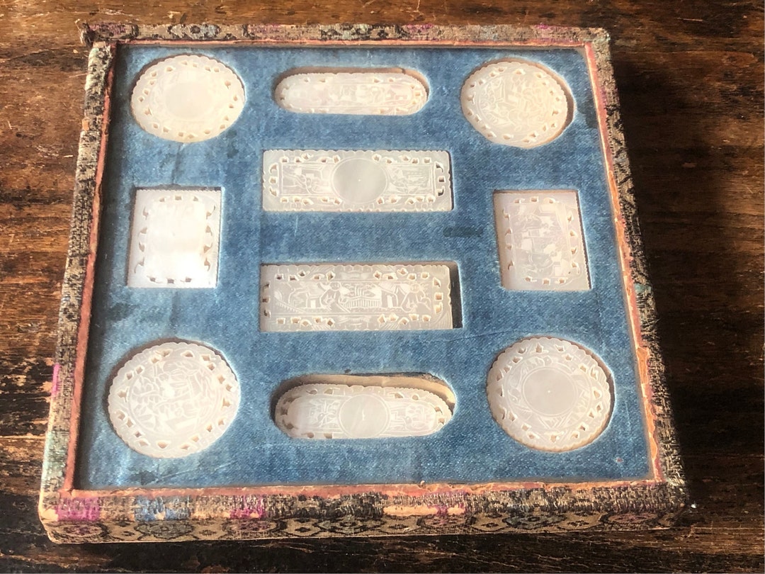 Antique Chinese MOP Gaming Chip Set Tokens in Original Box 1850 - Etsy