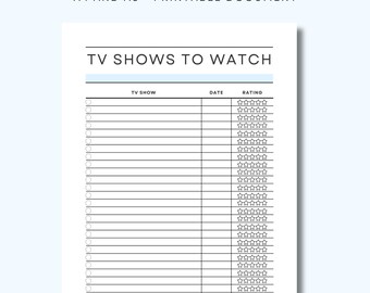 Printable Tv Show List, Tv Series Tracker, Tv Shows to Watch, Shows I ...