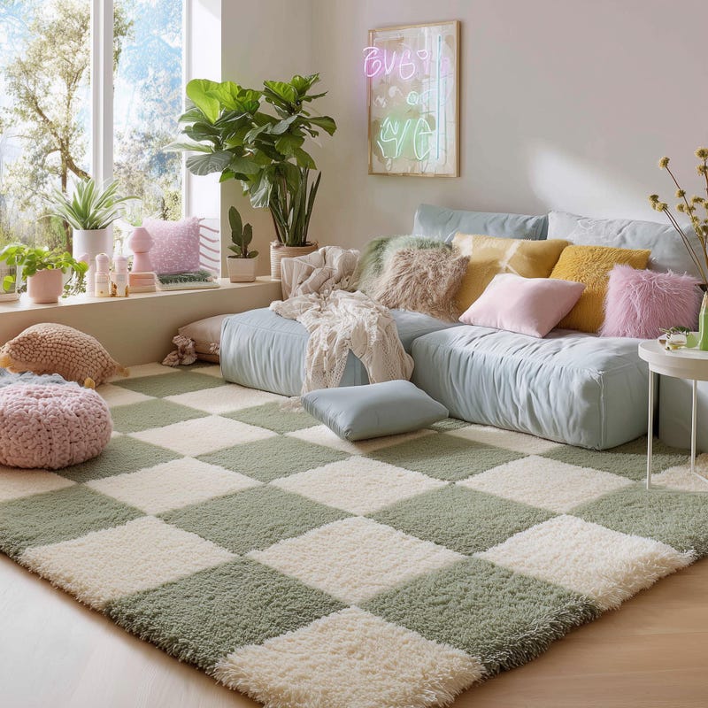 Kids Rug Checked - Etsy