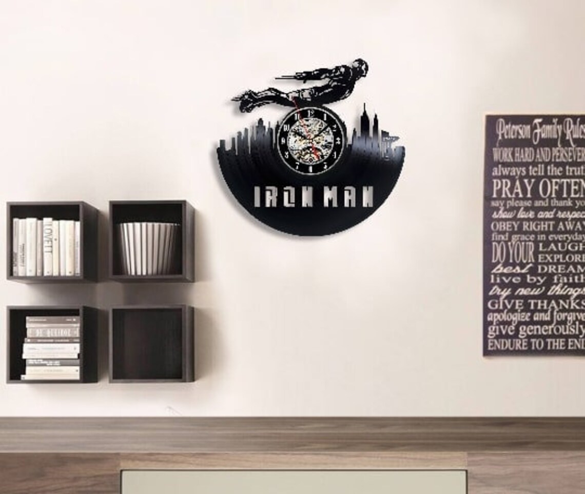 Iron Man Vinyl Record Clock, Marvels Superhero, Iron Man Wall Art ...