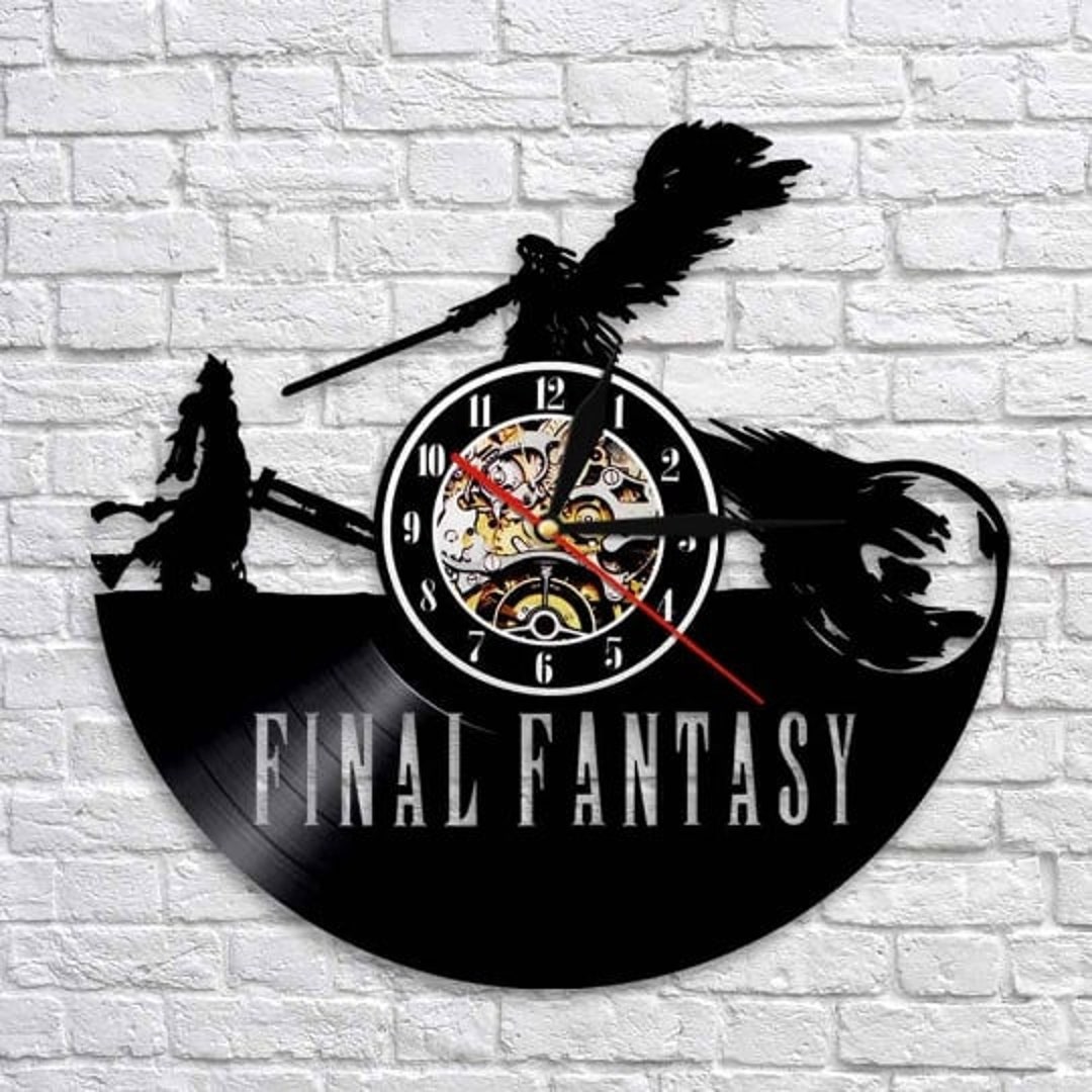Final Fantasy Vinyl Record Silent Wall Clock, Gamer Wall Art, Final ...