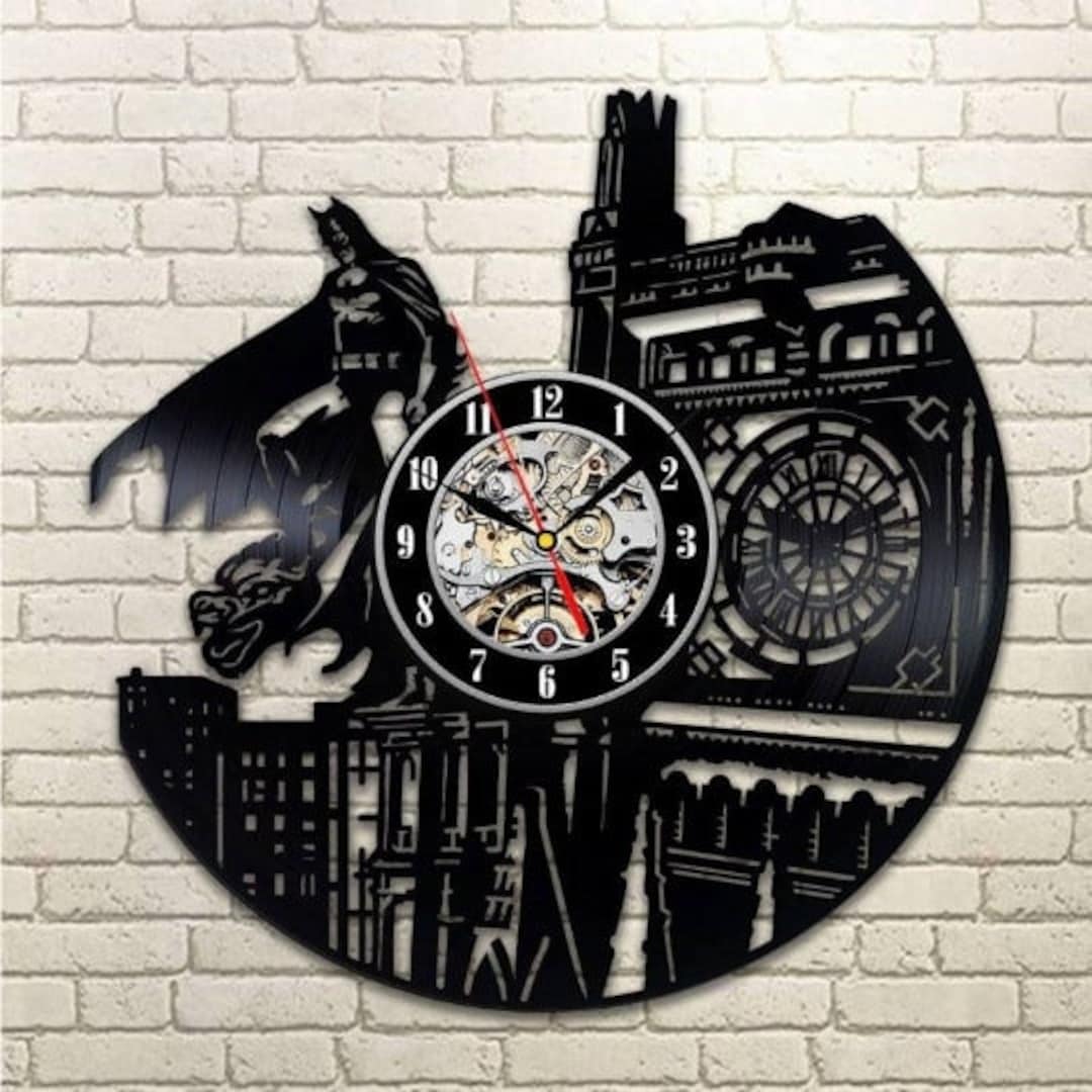 DC Superhero Gotham Vinyl Record Clock, Dark Knight Decor, Comics Wall ...
