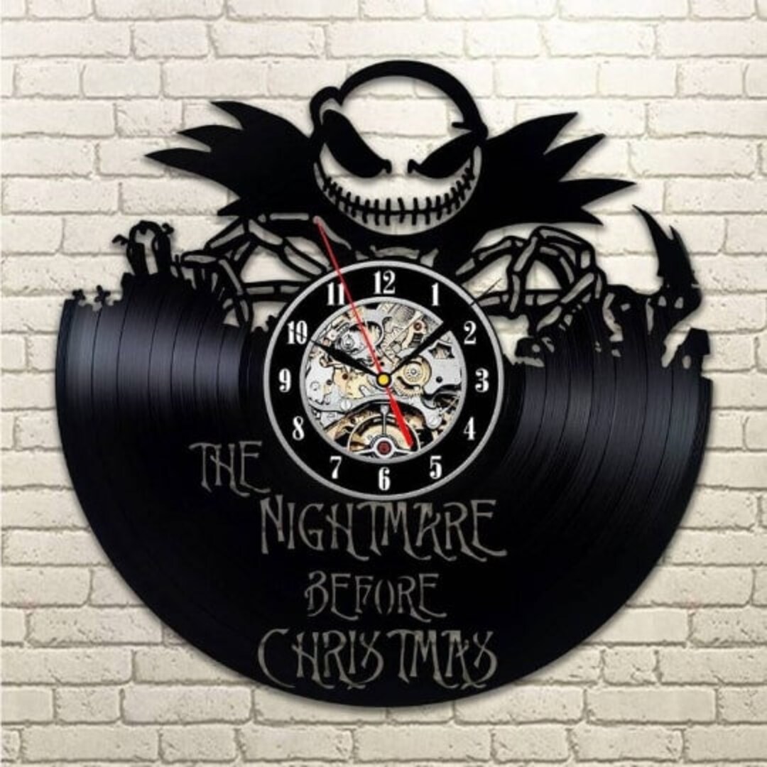 Jack Skellington Vinyl Record Wall Clock, Art for Boys Room, Horror ...