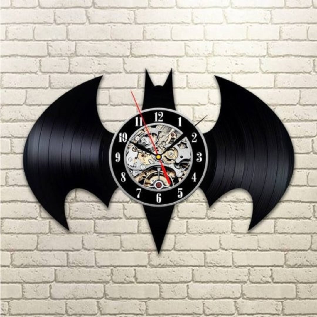 Bat Silhouette Vinyl Record Clock, Comic Book Superhero Art, DC Comics ...