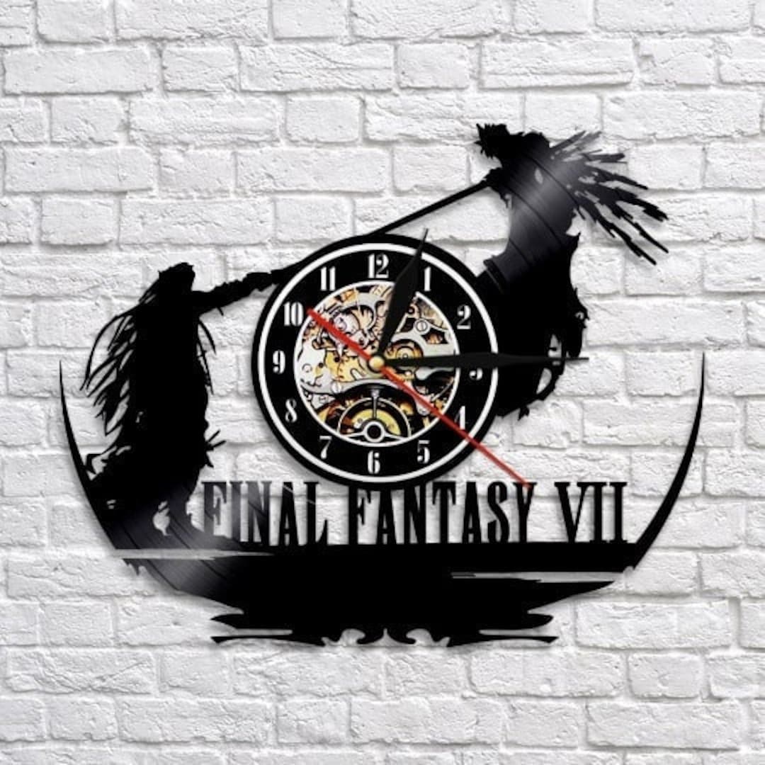 Final Fantasy 7 Vinyl Record Black Clock, Video Game Decor, Wall Art ...