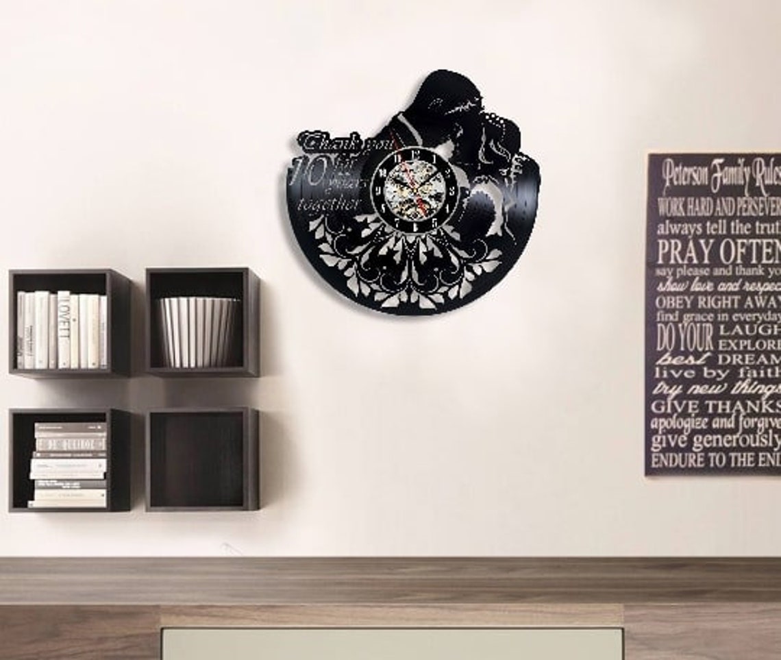 10 Year Anniversary Vinyl Record Clock Gift for Married - Etsy