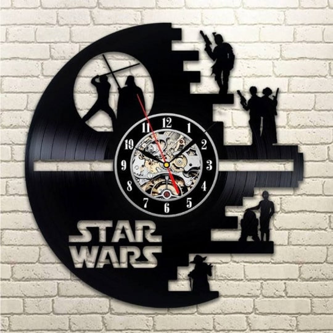 Star Wars Vinyl Record Large Clock, Star Wars Death Star Art, Movie ...