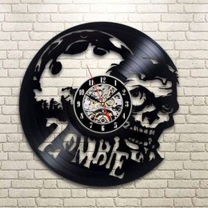 Zombie Skull Vinyl Record Black Clock, Unique Zombie Wall Decor ...