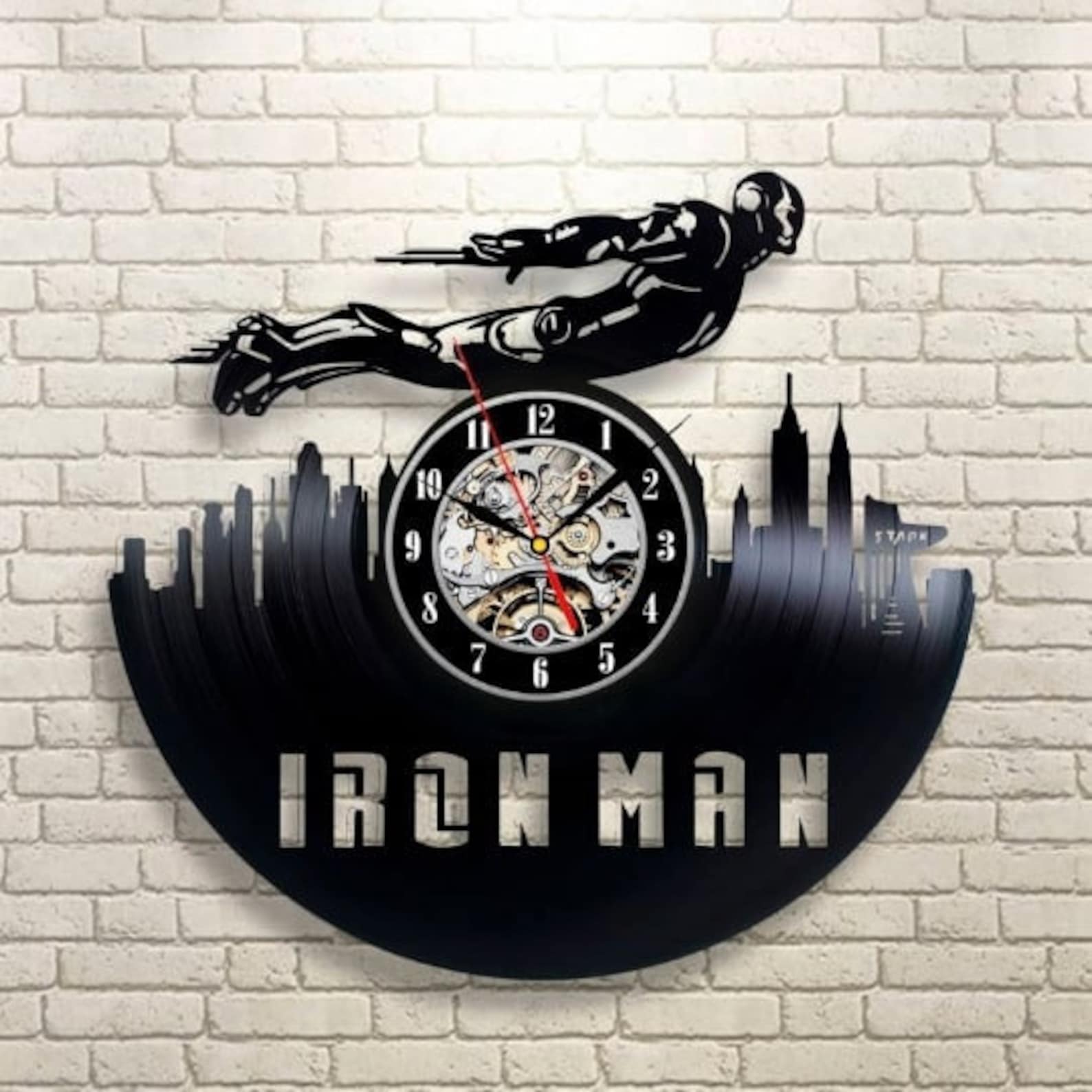 Iron Man Vinyl Record Clock, Marvels Superhero, Iron Man Wall Art ...