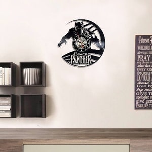 Black Panther Vinyl Record Handmade Wall Clock, Superhero Wall Art ...