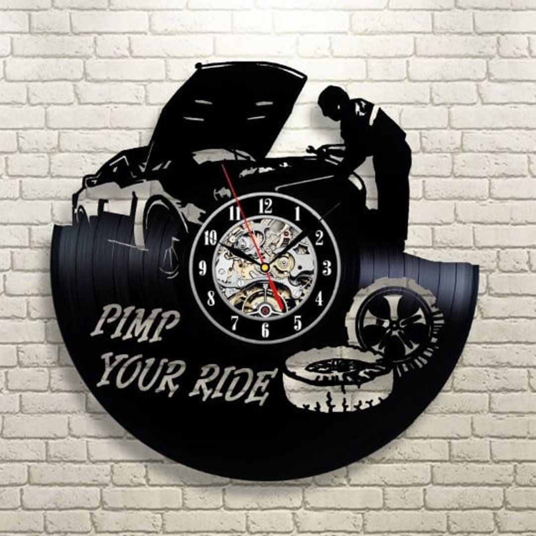 Car Service Vinyl Record Black Wall Clock Mechanic Decor Unique Man ...
