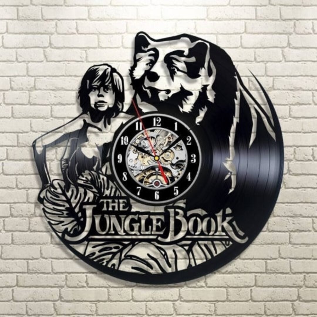 The Jungle Book Vinyl Record Laser Cut Wall Clock, Cartoon Artwork ...