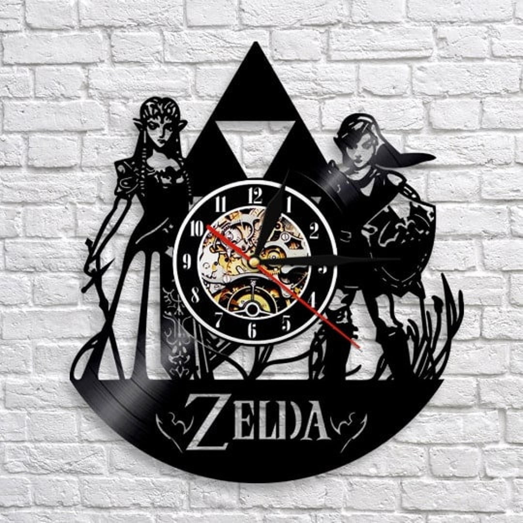 The Legend of Zelda Vinyl Record Black Clock, Video Game Wall Art ...