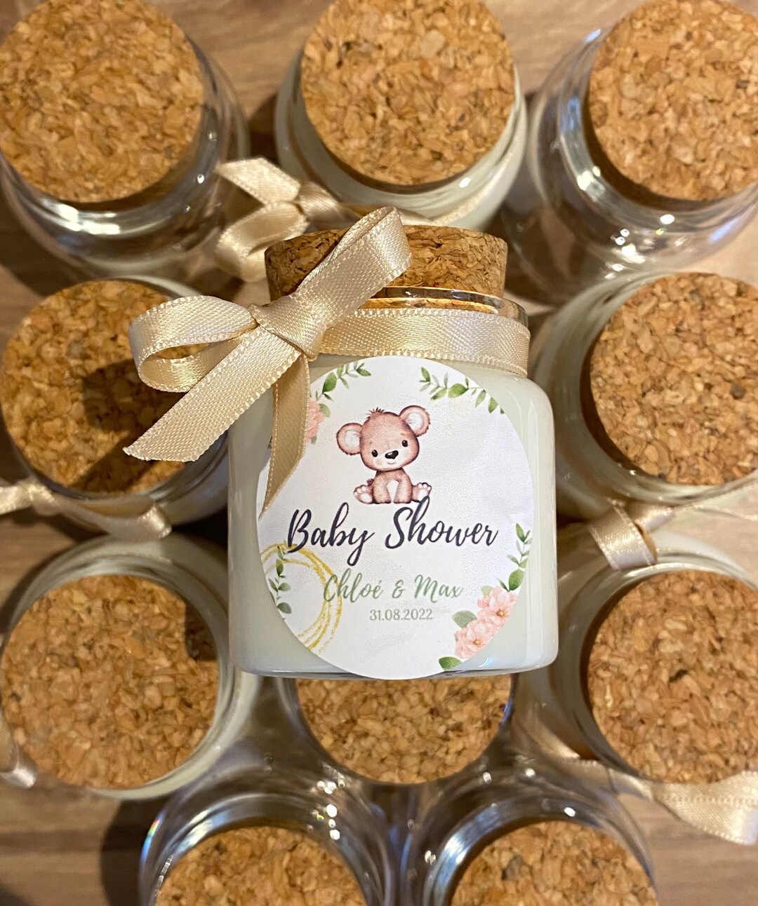 Bougie liège personnalisée baby shower - gender reveal - fille - garçon ...