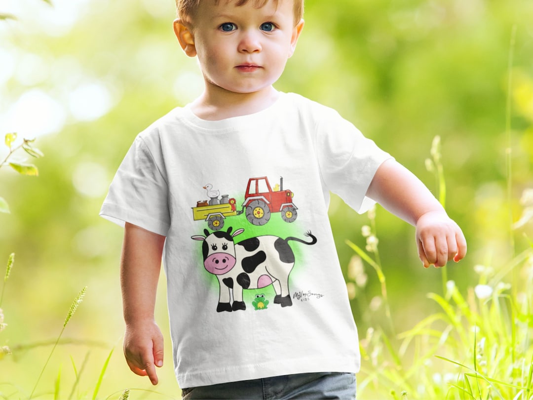 Cute Cow Tractor Baby Tshirt, Old Mcdonald Farm Baby and Toddler ...
