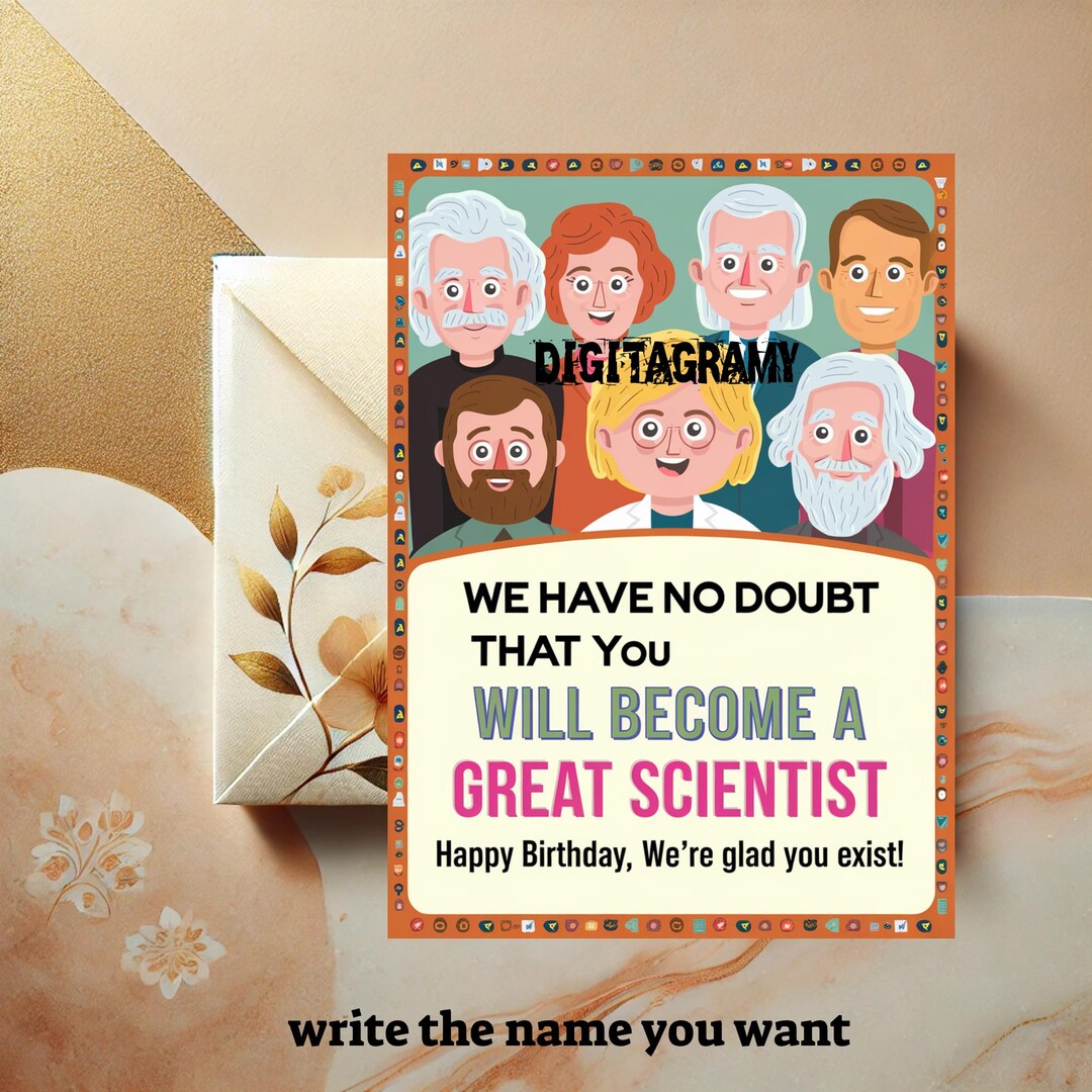 Printable Birthday Card | Scientist Birthday Card | Digital Download ...