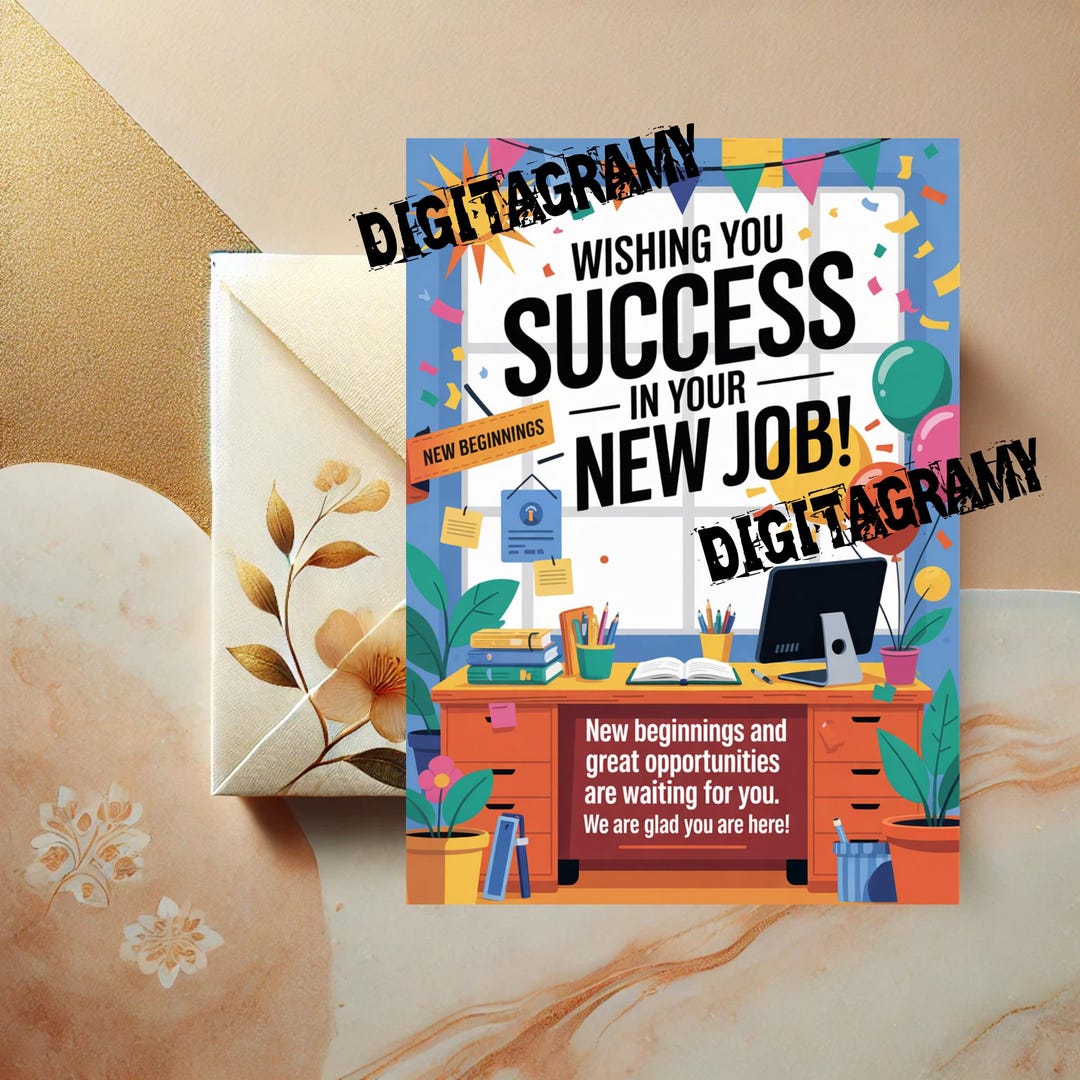 Printable Greeting Card |new Job Card | Digital Download | Instant ...