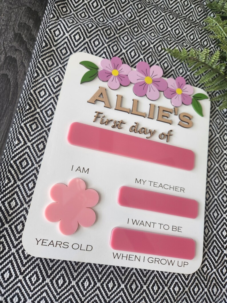 School Photo Prop Flowers First Day of School Board First - Etsy