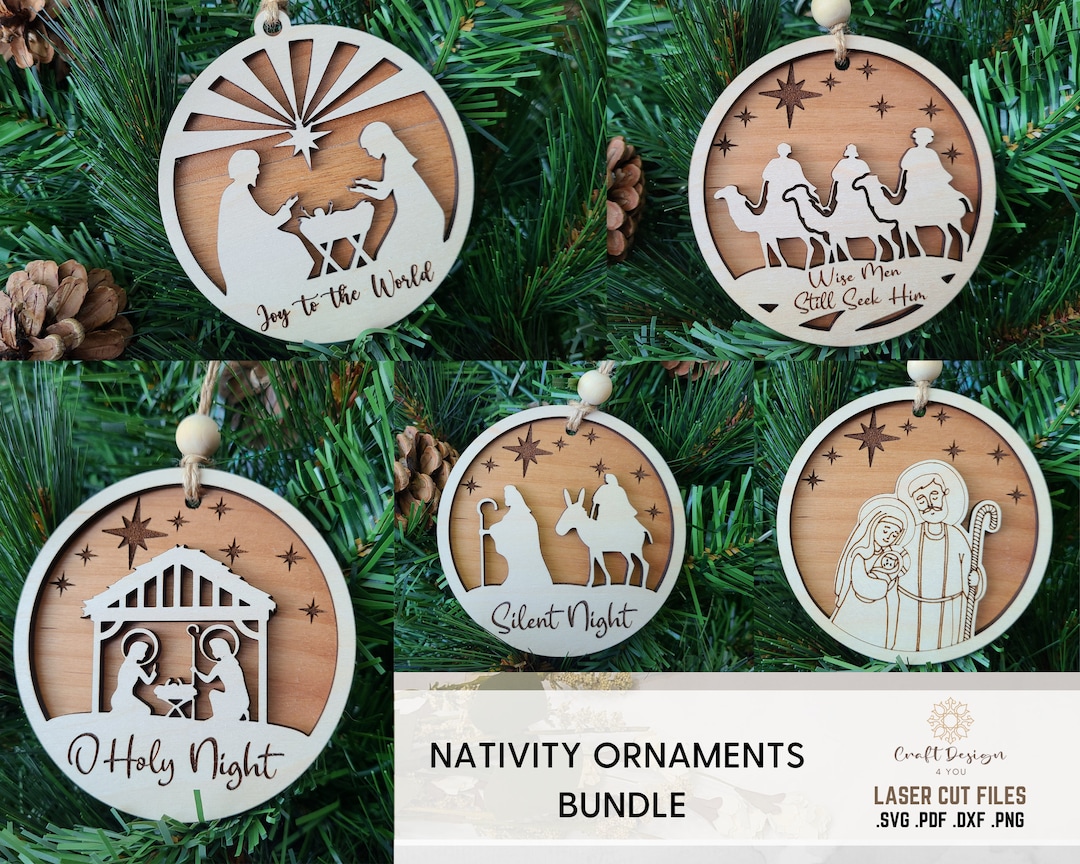 Laser Cut File, Nativity Ornament SVG File, 3D Layered Wood Ornament ...